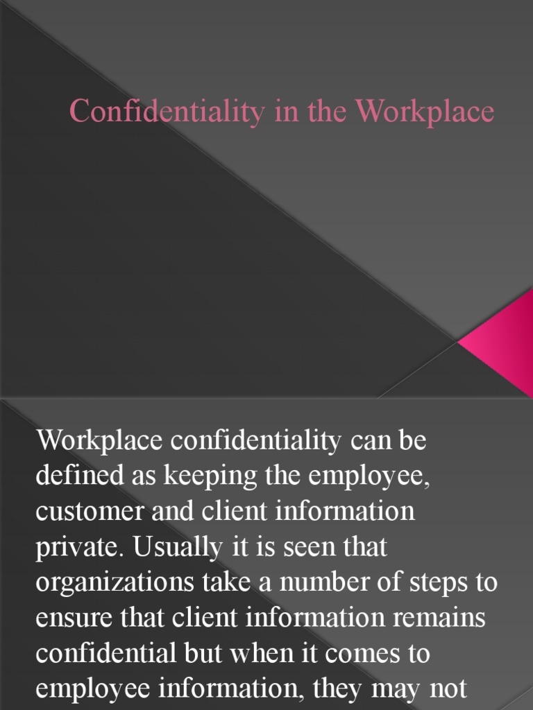 Importance of Workplace Confidentiality | PDF