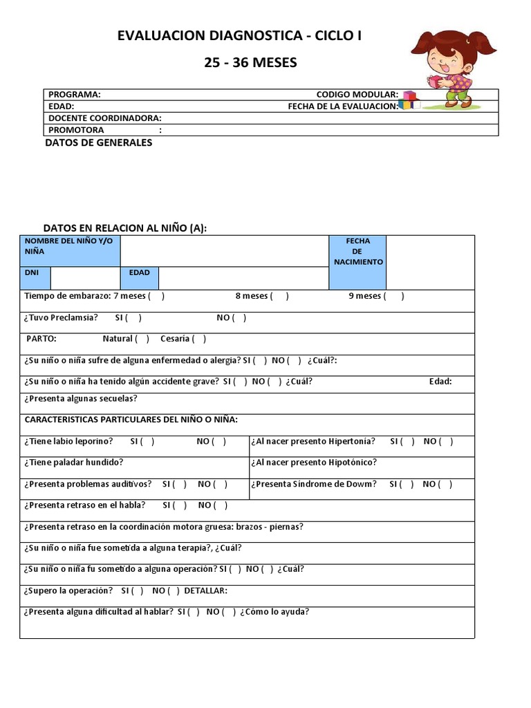 2023 3 Ciclo I (25 - 36 Meses) - Evaluacion Diagnostica | Descargar gratis PDF | Enfermedades y ...