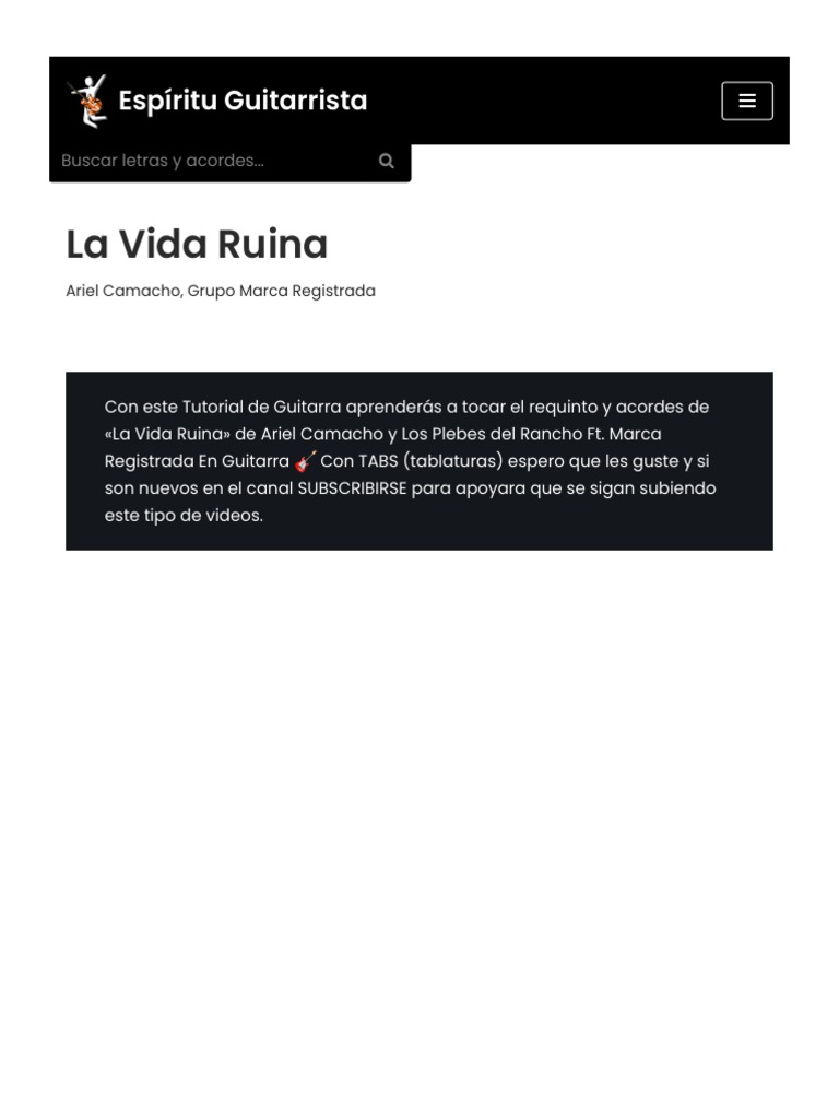 La Vida Ruina: Espíritu Guitarrista | PDF
