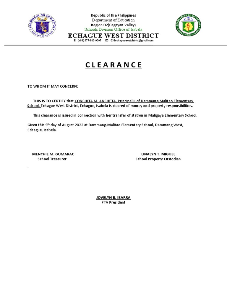 Clearance Certificate for Principal Transfer | PDF
