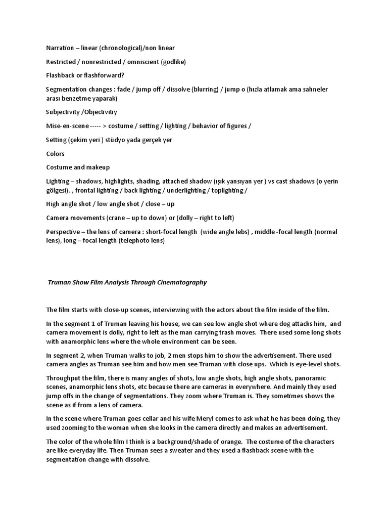 Truman Show Analysis | PDF | Camera Lens | Camera