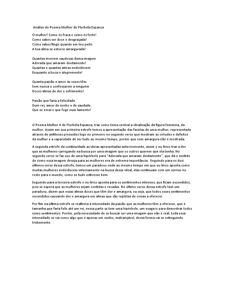 Análise Do Poema Mulher de Florbela Espanca | PDF