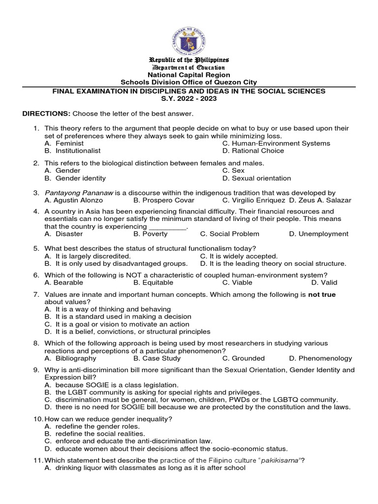 DISS - Sample Periodical Test | PDF | Interdisciplinarity | Experience