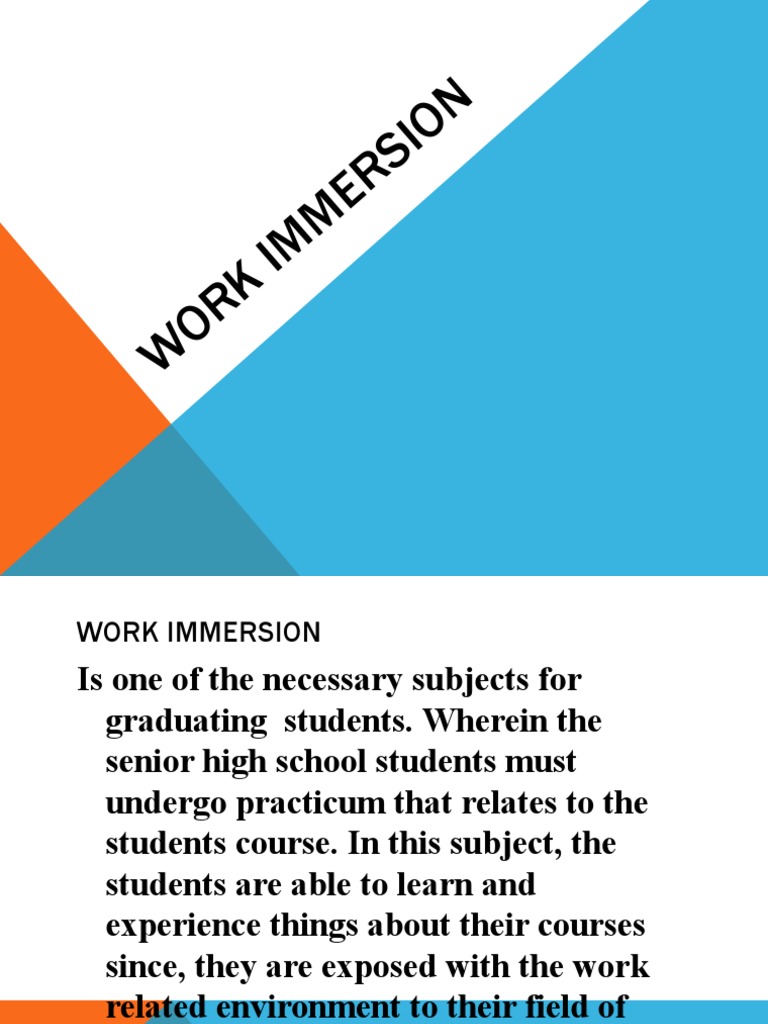 Work Immersion | PDF | Social Institutions | Cognitive Science