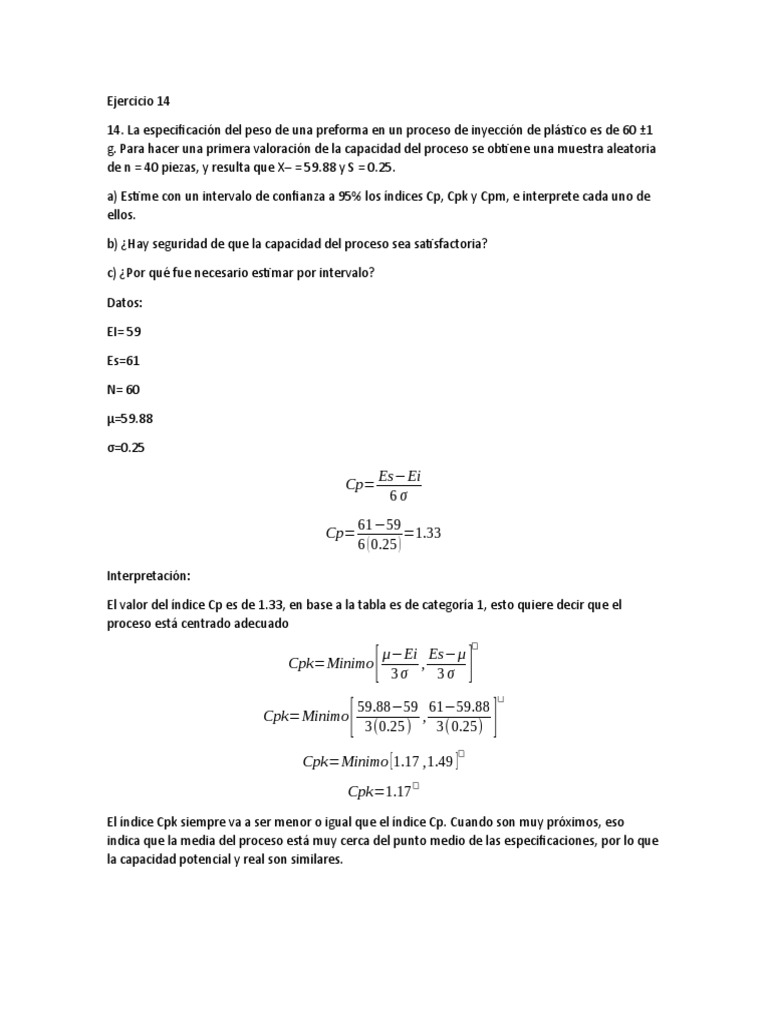 Ejercicios Control Estadistico 1 | PDF