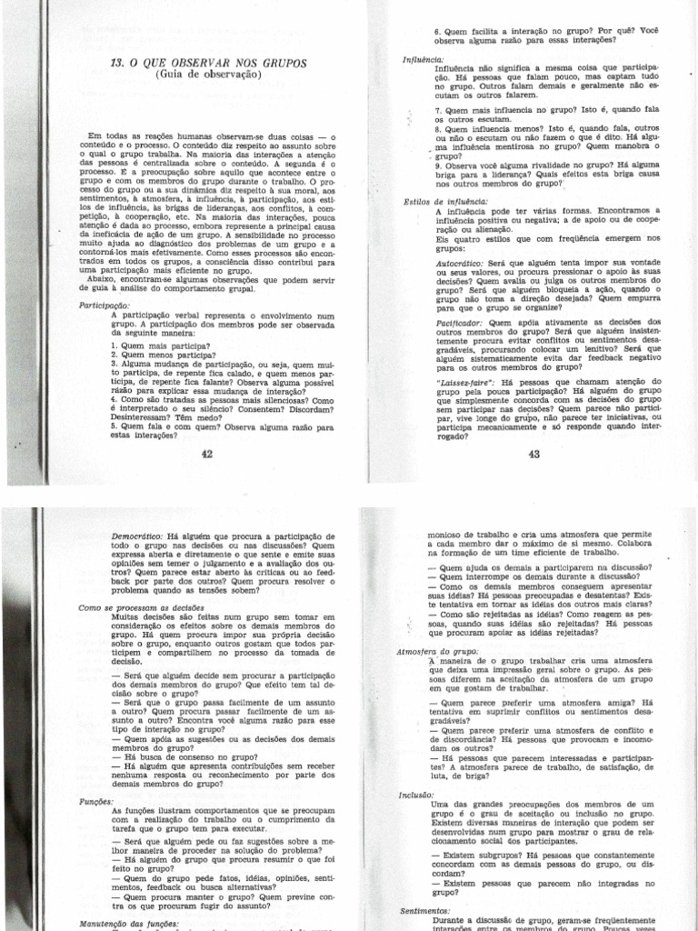 Texto O Que Observar Nos Grupos | PDF