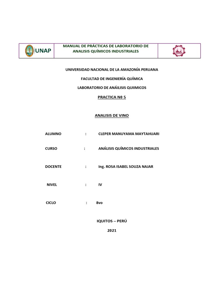 INFORME 5 Vino Cleper | PDF | Vino | Fermentación