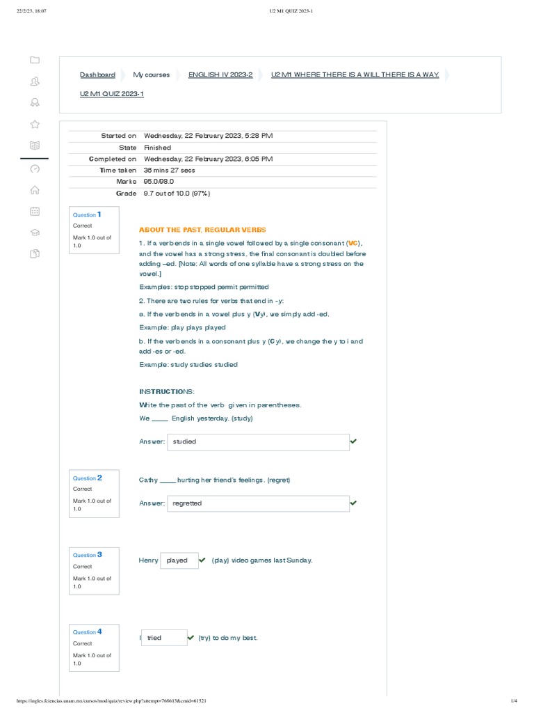 U2 M1 Quiz 2023-1 | PDF | Stress (Linguistics) | English Language