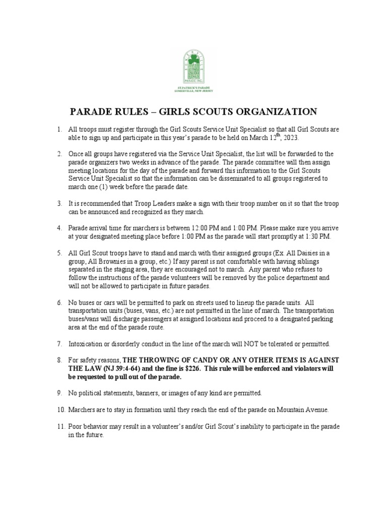 2023 Parade Rules | PDF | Travel