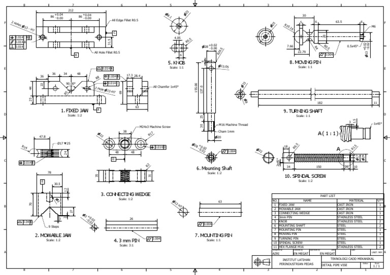 Detail Drawing Pipe Vise Azri | PDF | Manufactured Goods | Materials