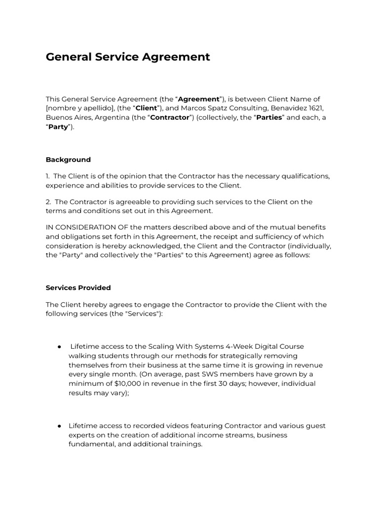 General Service Agreement: Background | PDF