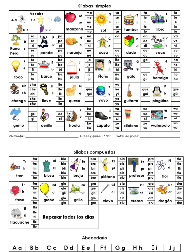 Sílabas Simples y Compuestas para Niños | PDF