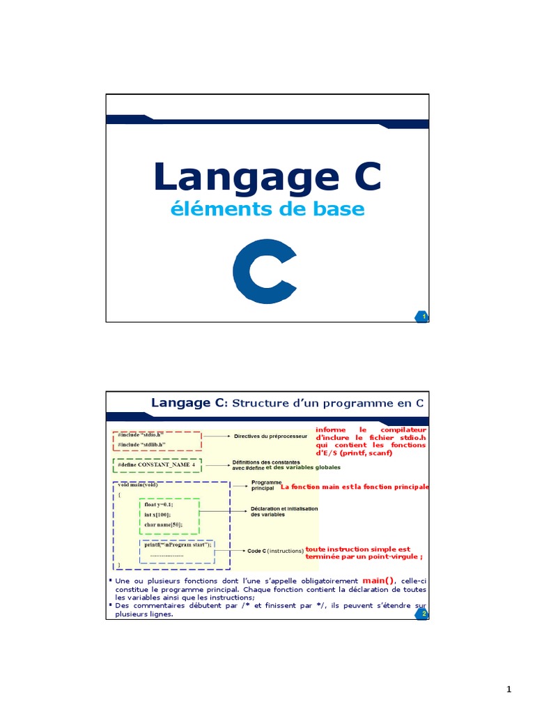 Bases du langage C pour débutants | PDF