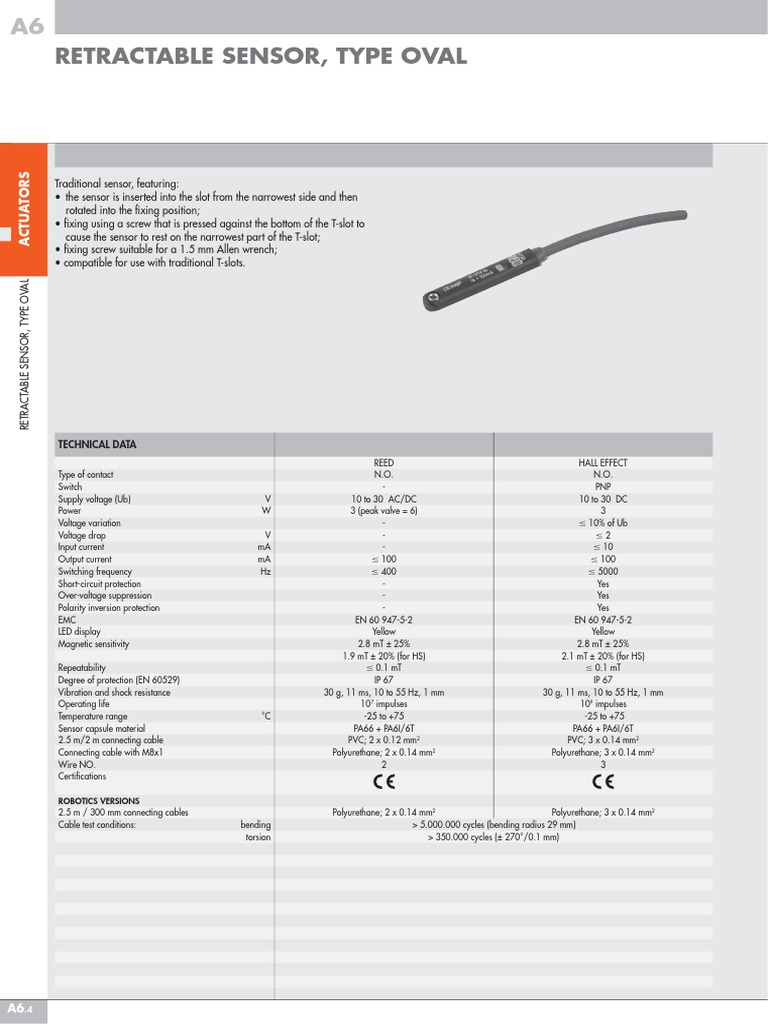 Retractable Sensor, Type Oval: Technical Data | PDF | Robotics ...