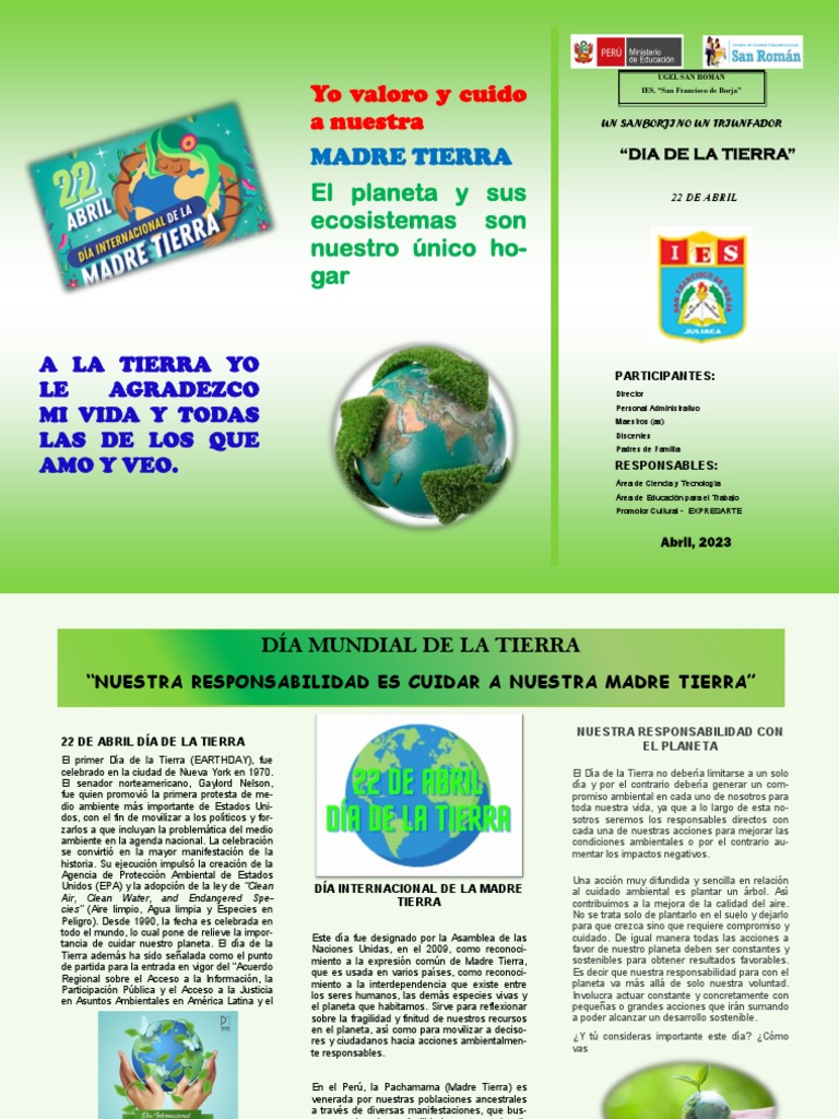 Triptico Dia de La Tierra | PDF | Entorno natural