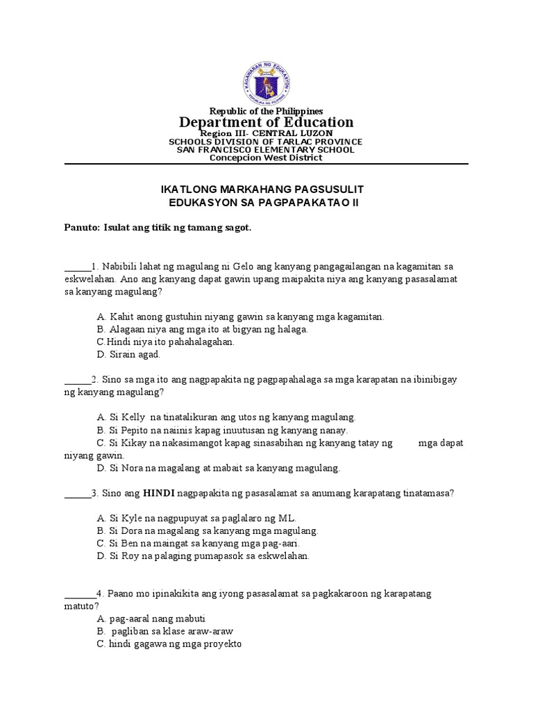 ESP-2 Periodical-Test q3 | PDF