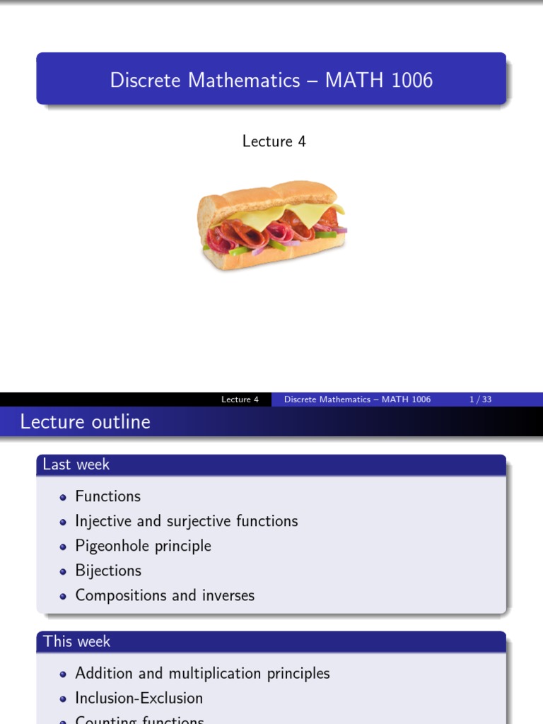 Lecture 4 MATH1006 | PDF