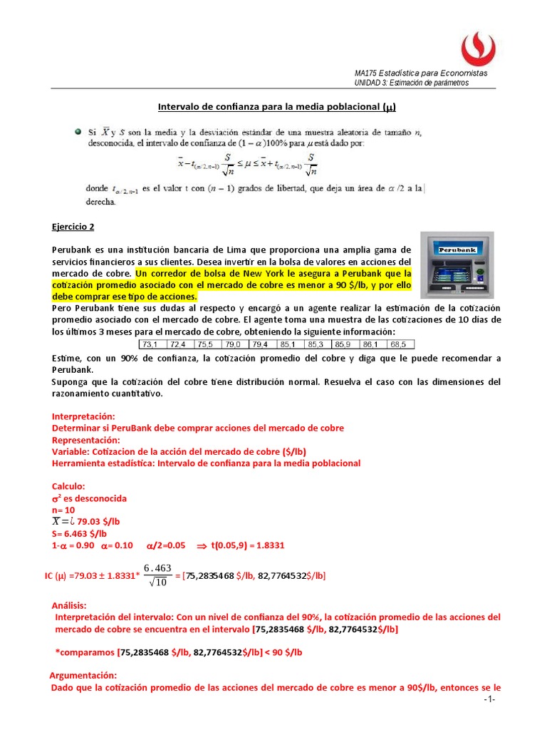 Ejercicios de Clase - Sesión2 - Semana 6 | PDF | Intervalo de confianza | Teoría de la estimación