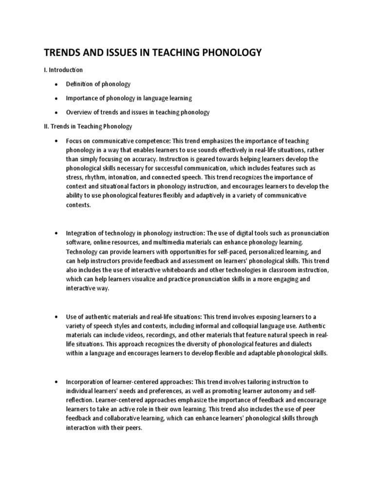 Trends and Issues in Teaching Phonology | PDF | Phonology | Learning