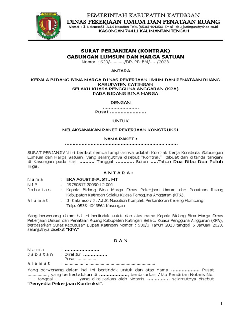 Draft Kontrak 2023 | PDF