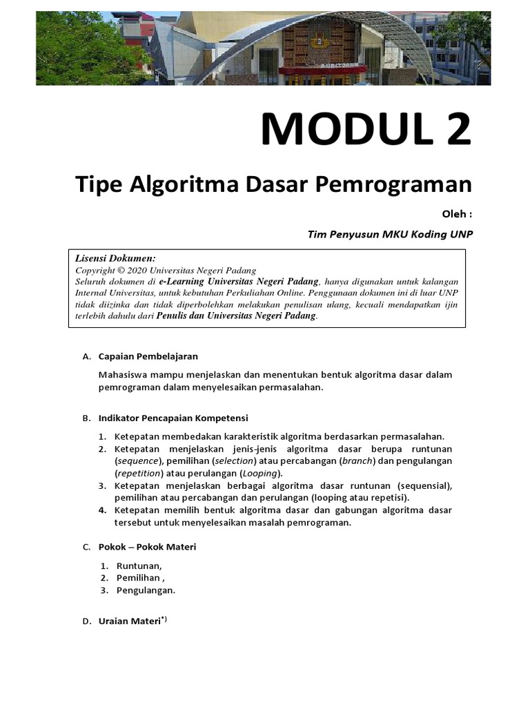 Modul 2: Tipe Algoritma Dasar Pemrograman | PDF