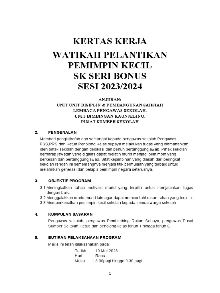 KERTAS KERJA Watikah Pelantikah Perlu Edit | PDF | Karier & Perkembangan