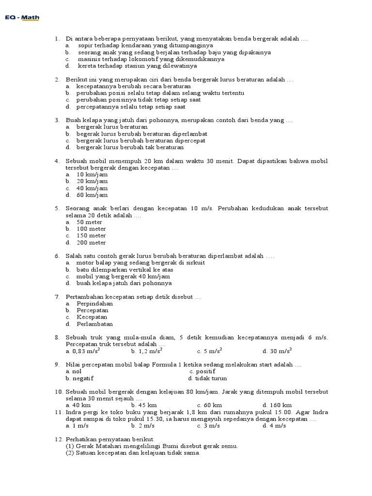 Latihan GLB - GLBB SMP | PDF