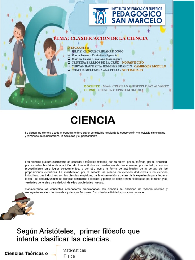 Tema: Clasificacion de La Ciencia: María Leonor Castañeda Ignacio ...