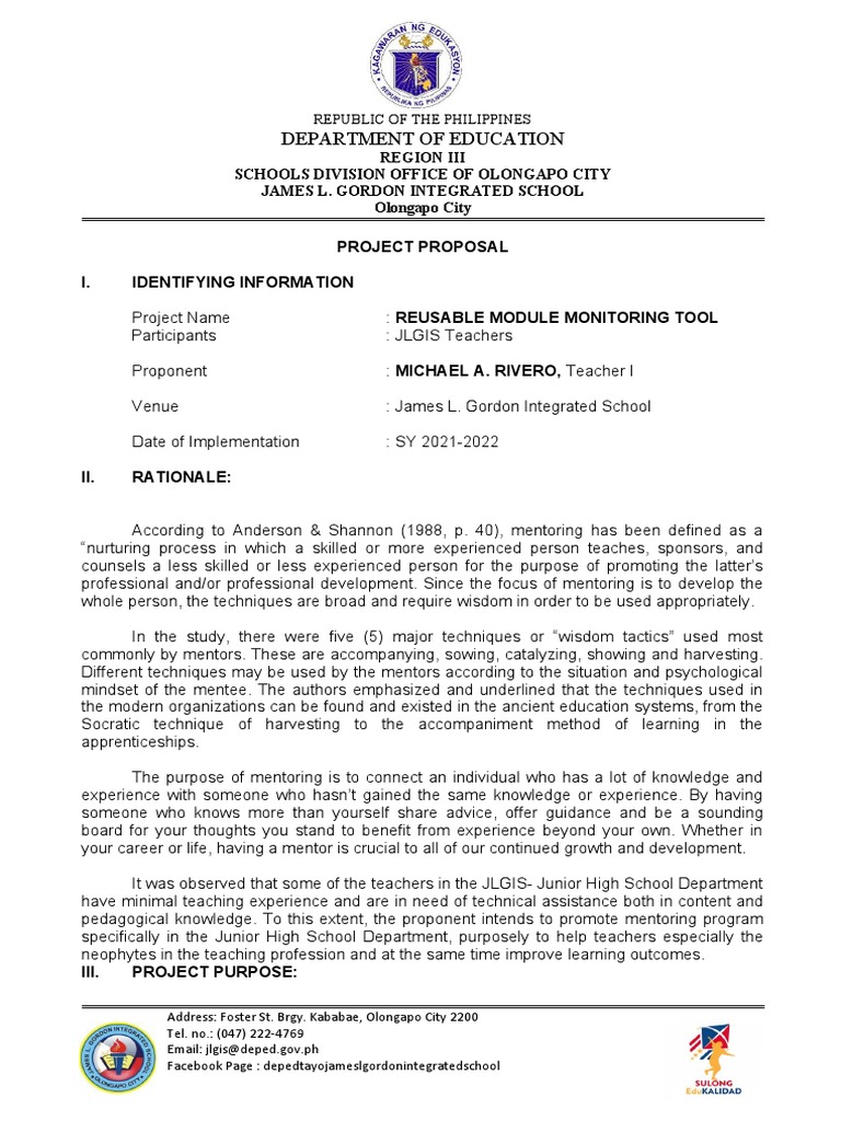 Project Proposal Reusable Module Monitoring Tool | PDF | Mentorship ...