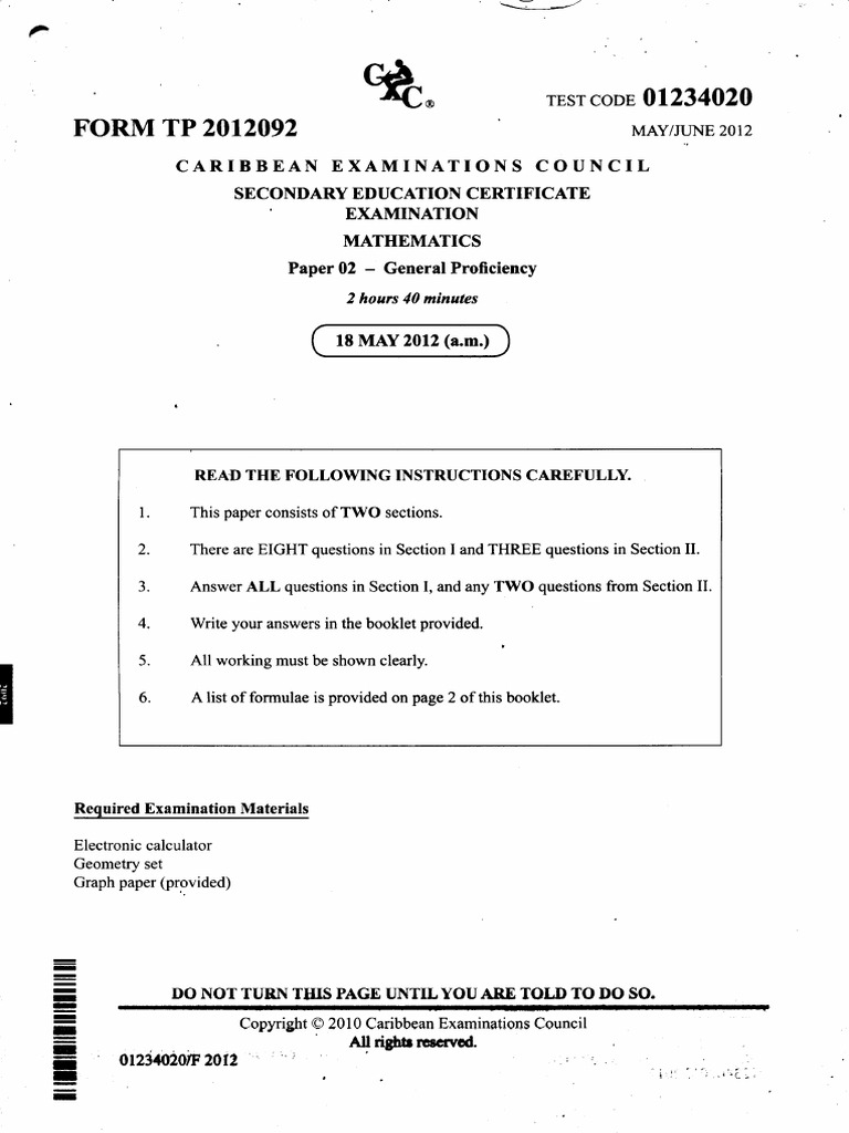 Form TP 2012092 | PDF | Geometry | Mathematics