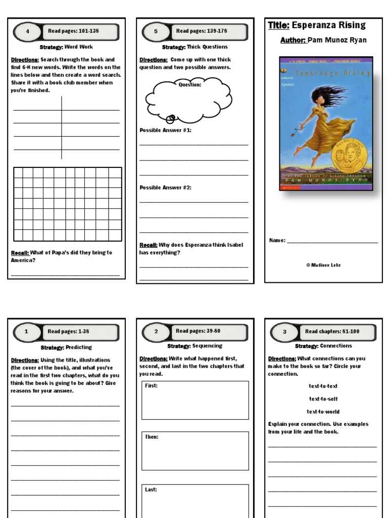 Esperanza Rising Book Club Activity | PDF