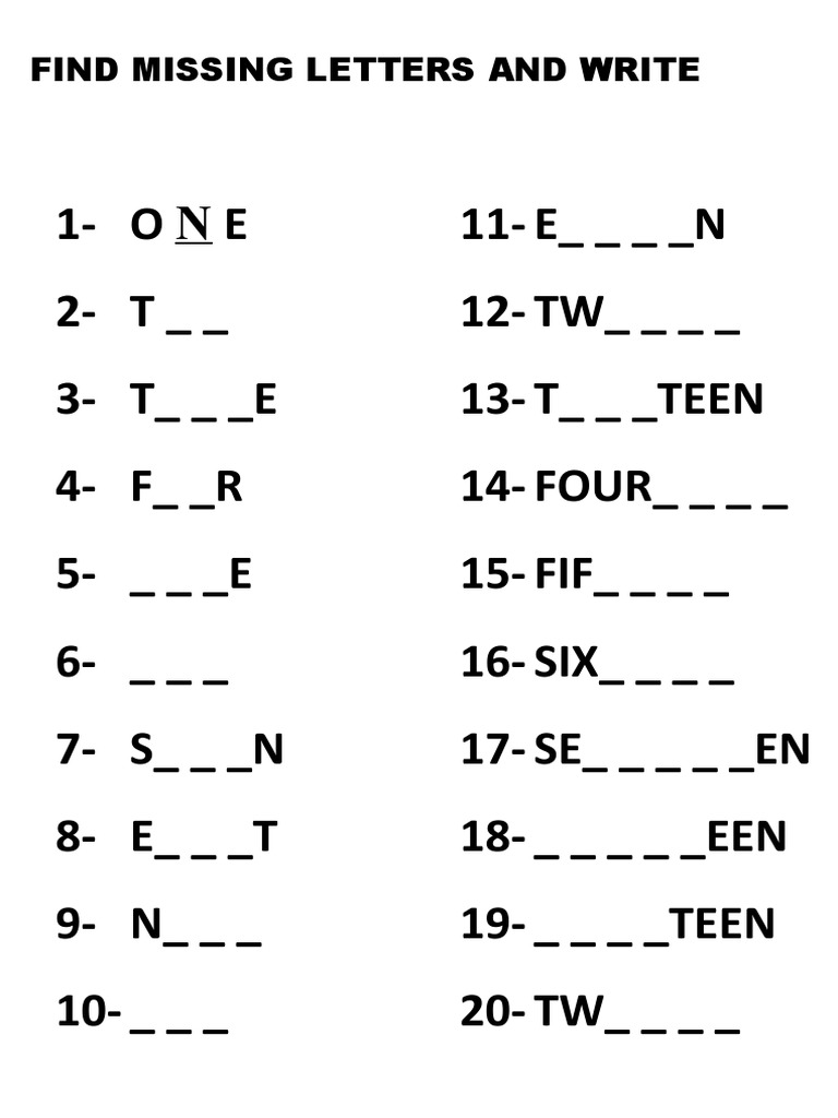 Find Missing Letters and Write | PDF