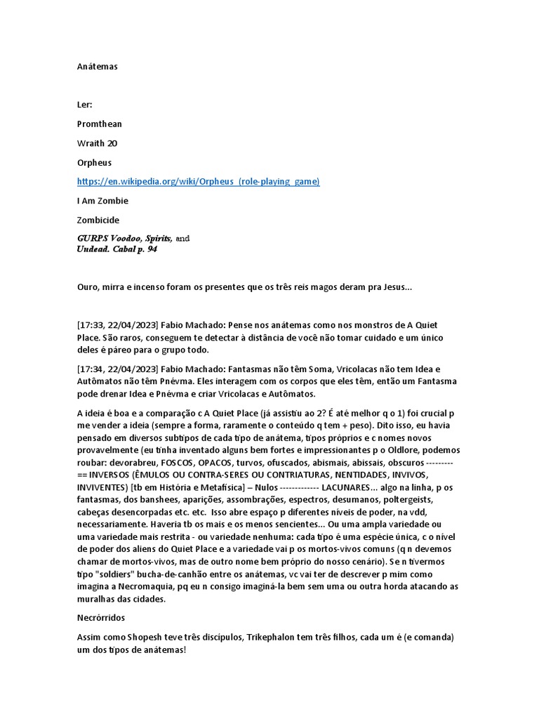 GURPS Voodoo, Spirits, and Undead. Cabal P. 94 | PDF | Zumbis | Morte