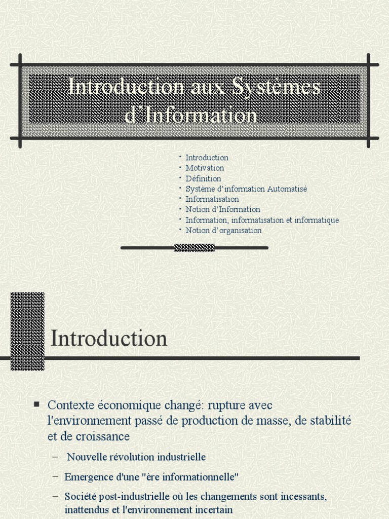 1 - Introduction | PDF | Système d'information | Informations