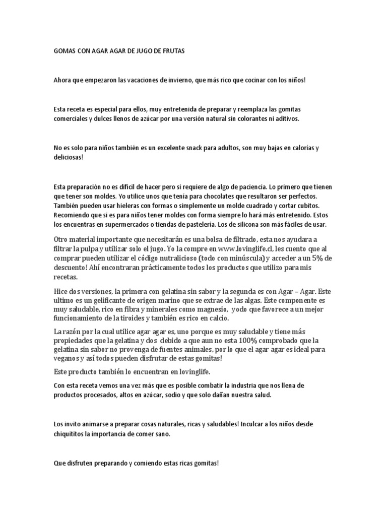 Gomas | PDF | Alimentos | Ingredientes de comida