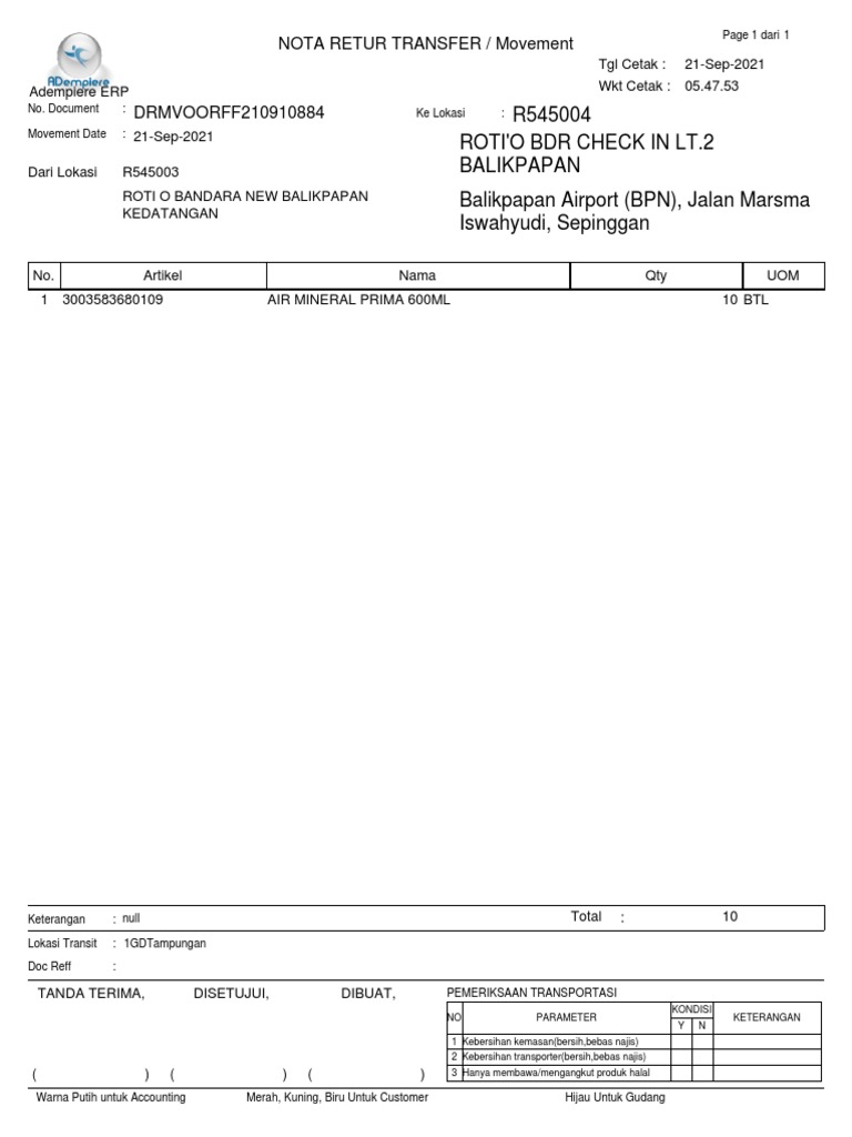 Print Trans RF Antar Toko - Nota - Retur - Transfer-FG - Jasper | PDF