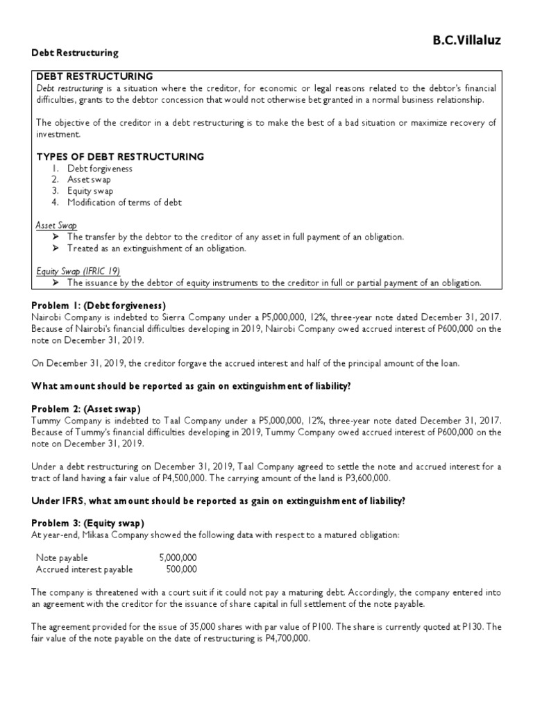 Debt Restructuring | PDF | Debt | Swap (Finance)