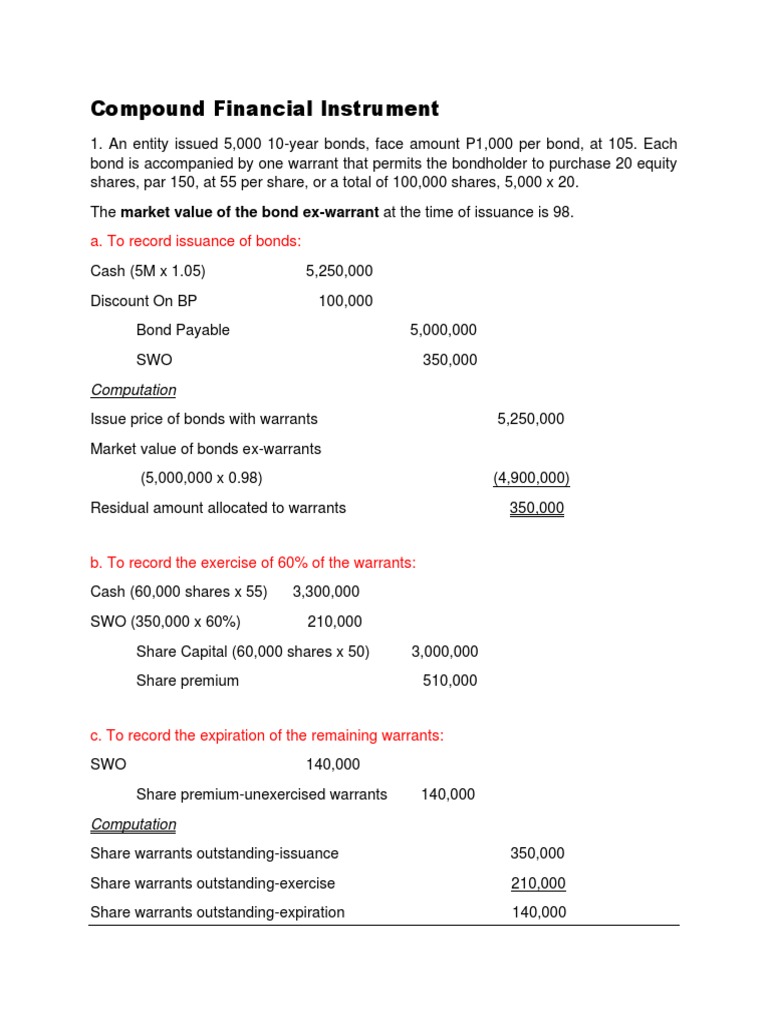 Compound Financial Instrument PDF | PDF | Bonds (Finance) | Equity ...