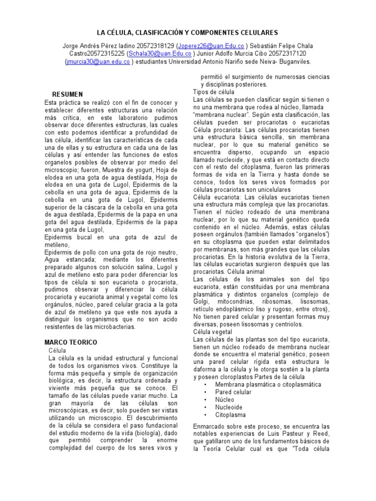 Laboratorio 2.. | PDF | Biología Celular) | Organismos