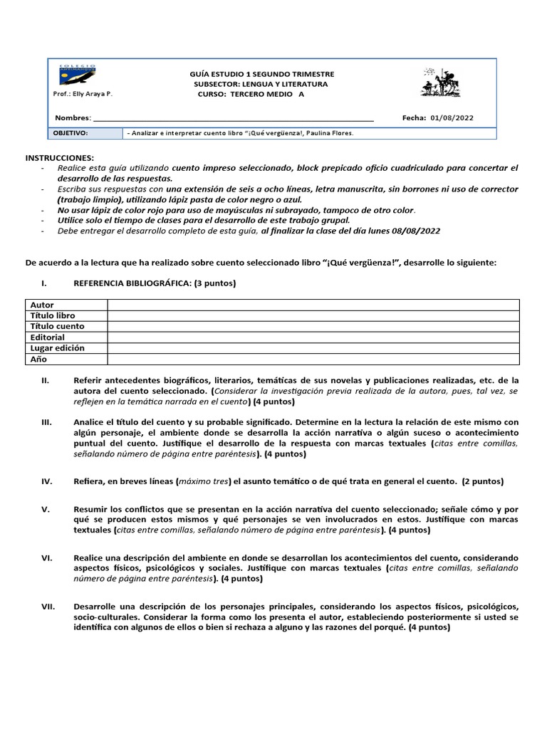 Guía Análisis e Interpretación Cuento | PDF | Cuentos | Autor