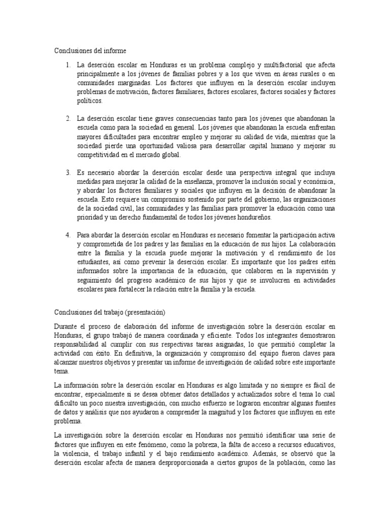 Conclusiones Del Informe Sociologia | PDF | Pobreza | Pobreza e indigencia