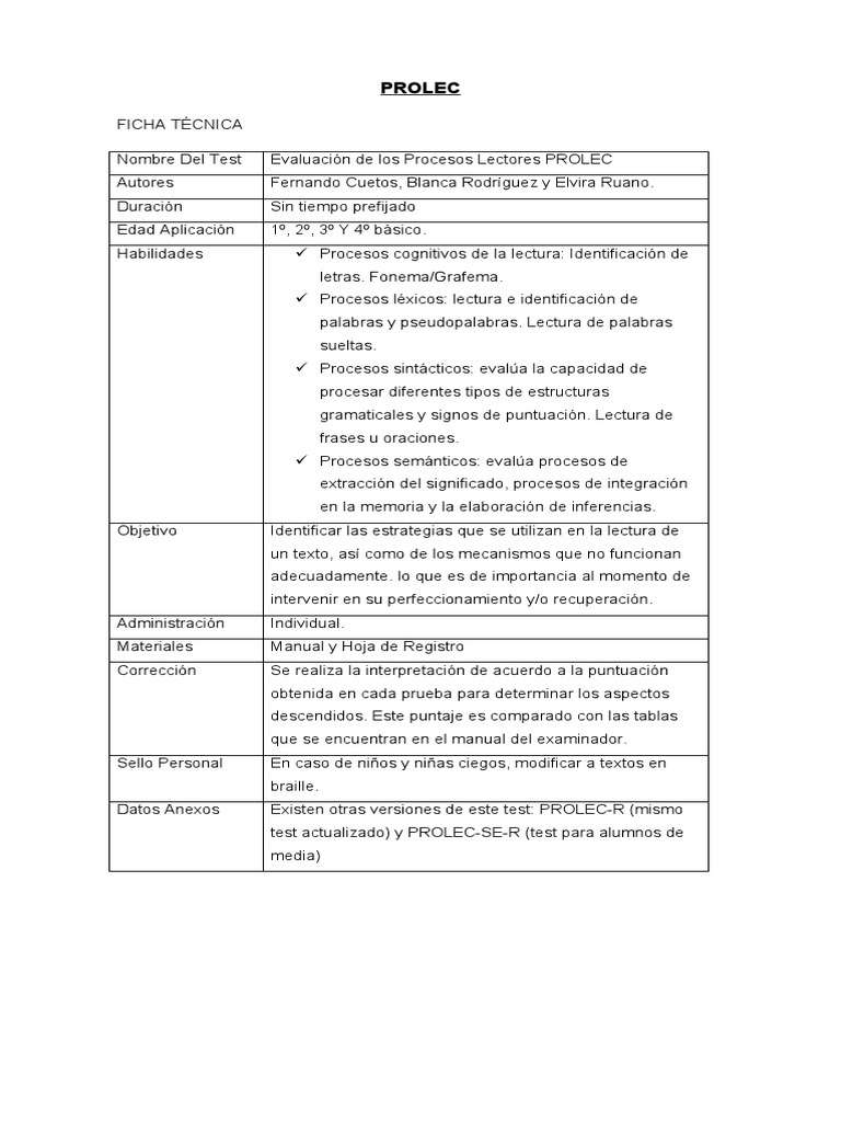 PROLEC Ficha Tecnica | PDF