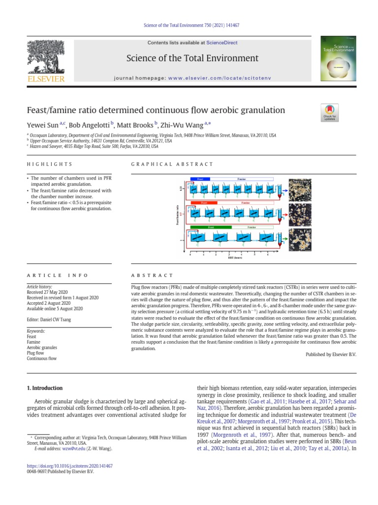 Feast or Famine Ratio Determined Continuous Flow Aerobic Granulation ...