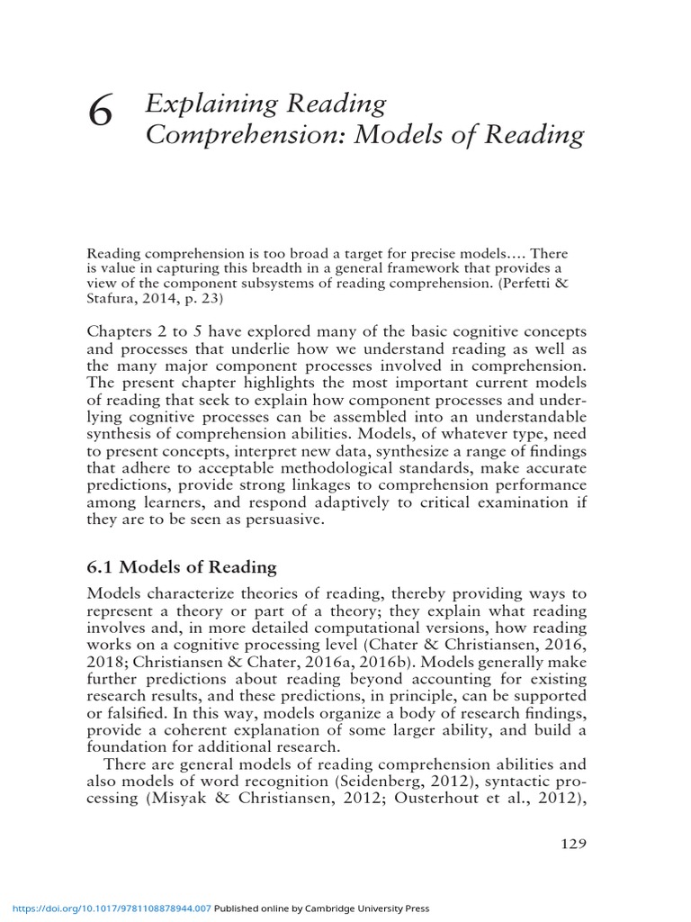 Explaining - Reading - Comprehension - Models - of - Reading | PDF ...