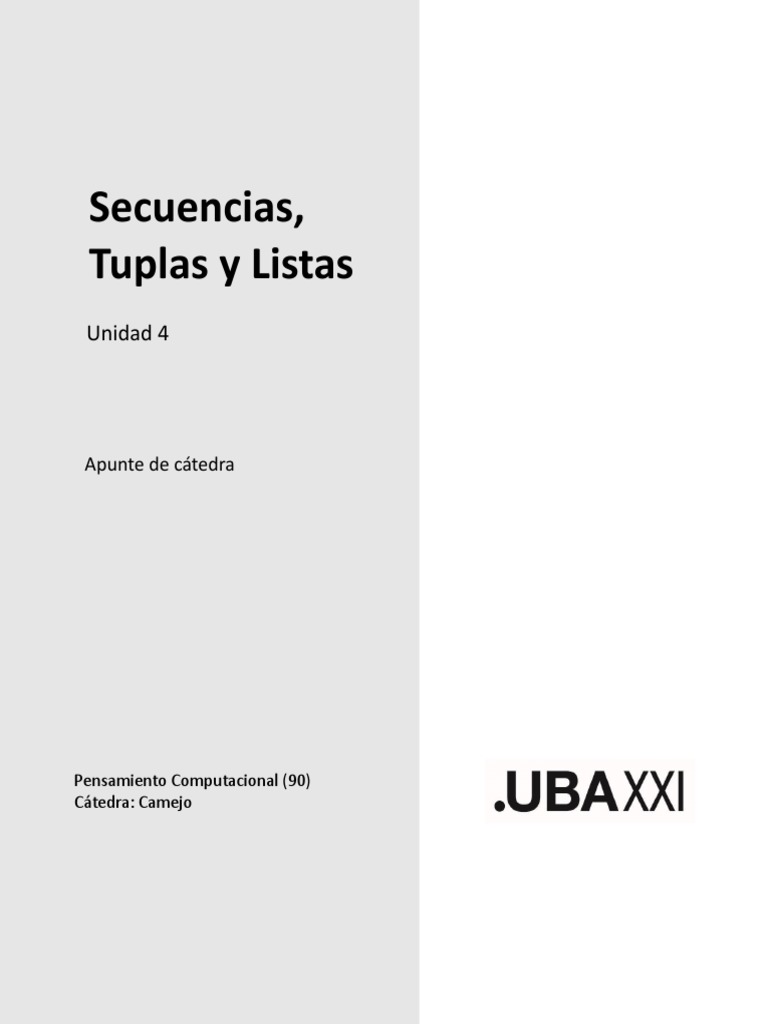 PC 2023 - Apunte 2 UBA-Secuencias Tuplas Listas | PDF