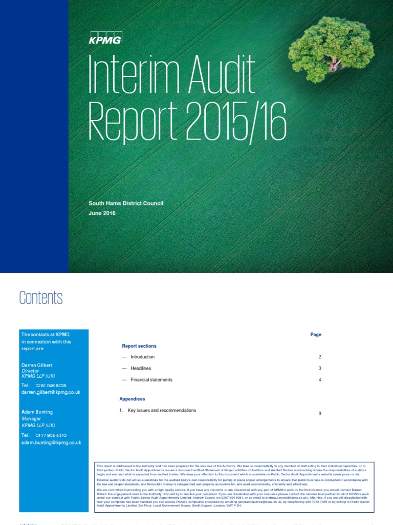 KPMG Interim Audit Report 201516 | PDF | Internal Audit | Audit