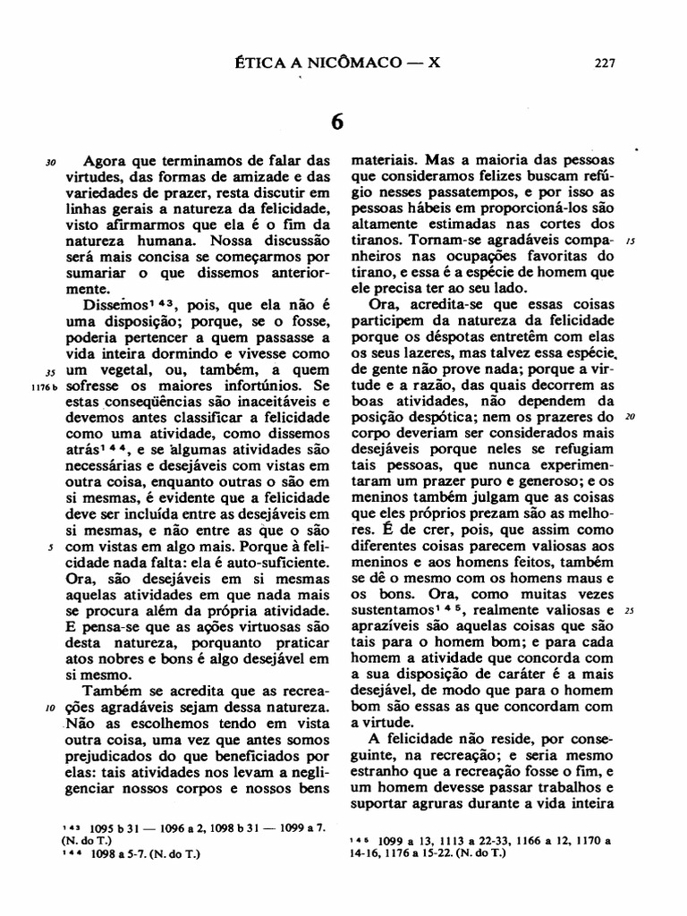 ARISTÓTELES. Ética A Nicômaco - Livro X - Capítulos 6 A 9 | PDF
