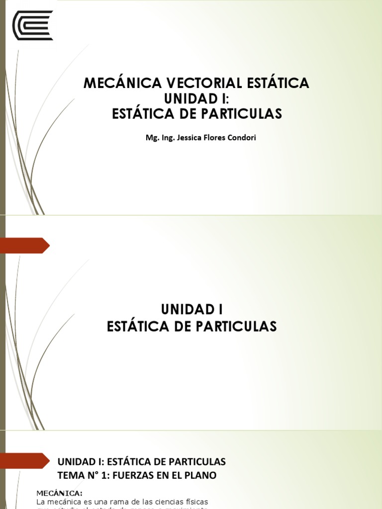 Unidad 1 Cap.1 Mecanica Vectorial Estática | PDF