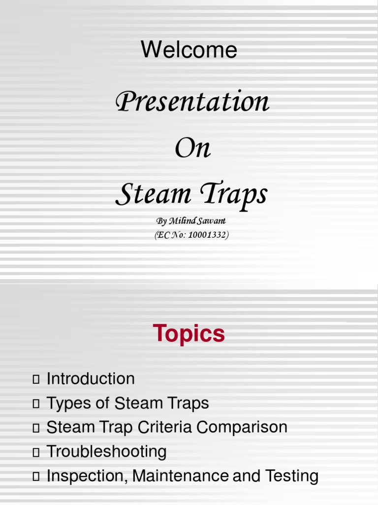 Welcome: Presentation On Steam Traps | PDF