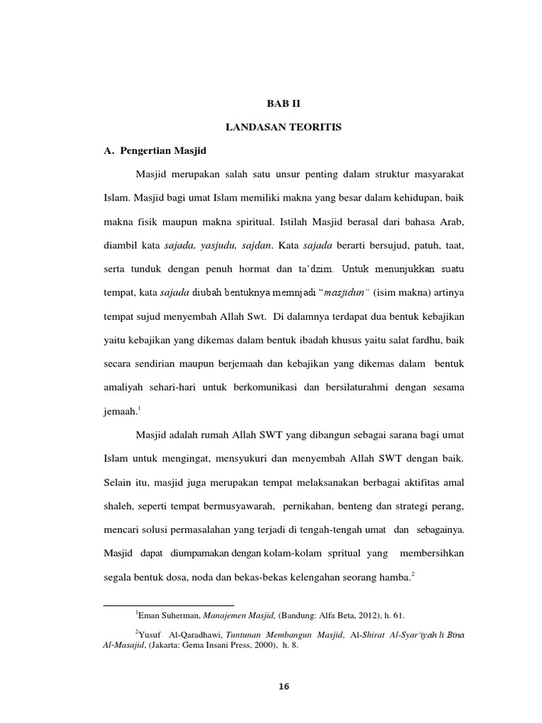 Bab Ii Landasan Teoritis A. Pengertian Masjid: Al-Masajid, (Jakarta ...